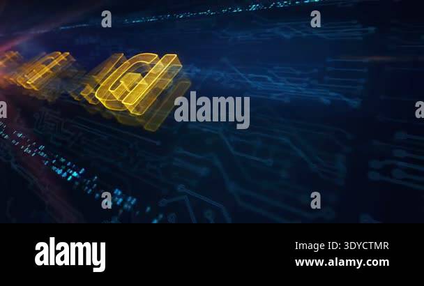 Artificial general intelligence hologram symbol appears on a electronic ...