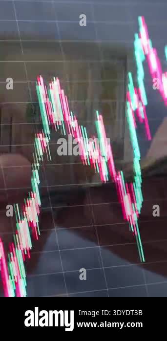VERTICAL VIDEO: Investor Counting Dollar Bills, Green Red Candlestick ...