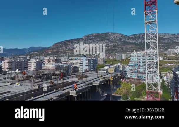 Drone captures tower skeleton Stock Video Footage - Alamy