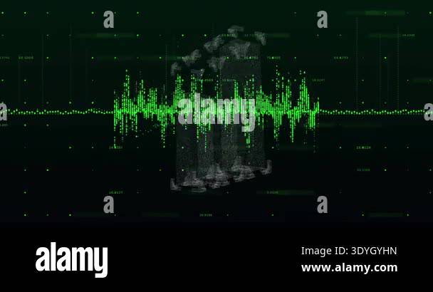 Dotted line flicker starting waveform pulsing towers forming and ...