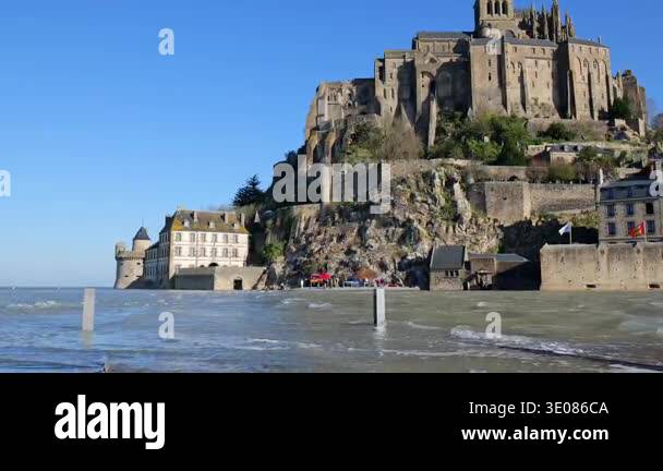 Mont Saint Michel, France - 1 April 2025. Iconic island abbey rising ...