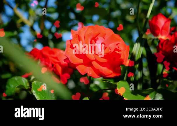 beautiful red roses in the garden Stock Video Footage - Alamy