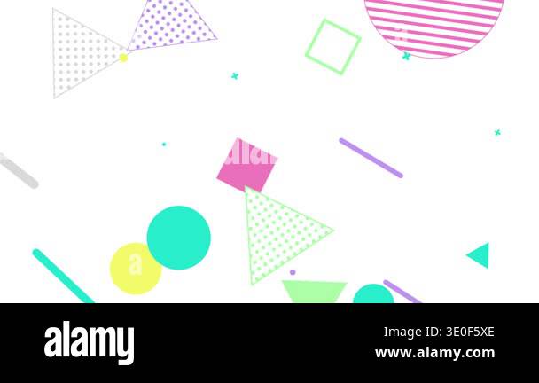 Abstract Geometric Shapes Floating and Rotating with Dynamic Retro ...