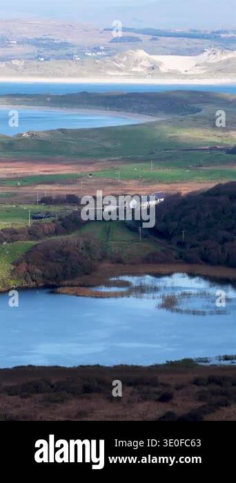Aerial view of lake Clooney, Portnoo in County Donegal, Ireland Stock ...