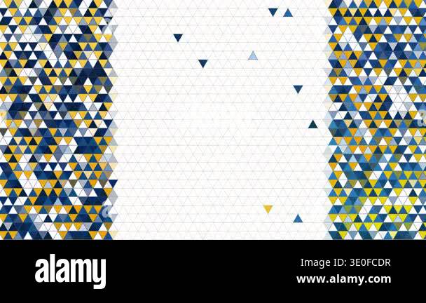 Two vertical bands of blue, yellow, and grey triangles on the edges ...