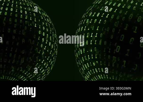 Clean Vibrant Green Binary Code Spheres Motion Graphics Abstract ...