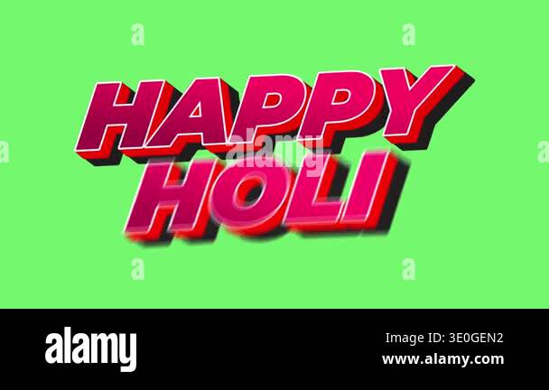 Bold 3d red animation motion text reading happy holi with white outline ...