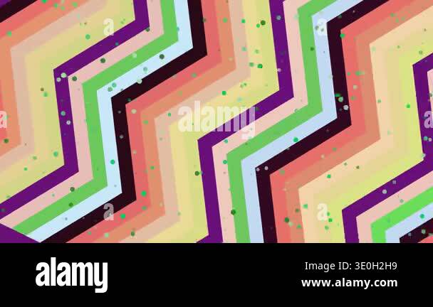 Colorful zigzag pattern moves dynamically with vibrant colors and green ...