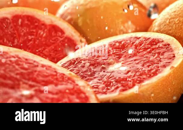 Super slow motion fresh grapefruit. Filmed on a high-speed camera at ...