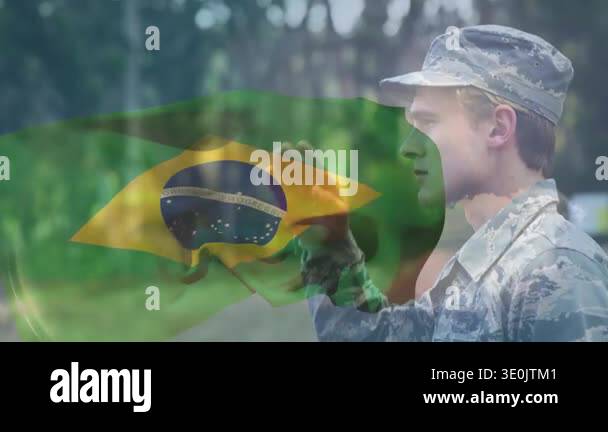Soldier responding to call, raising and lowering military salute while ...