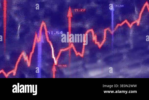 Red jagged line rising and peaking on uptick, pulsing arrows and value ...
