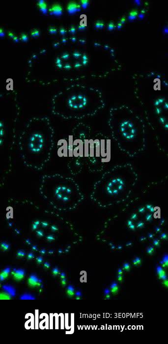 Mesmerizing digital art shows bright blue and green dots forming ...