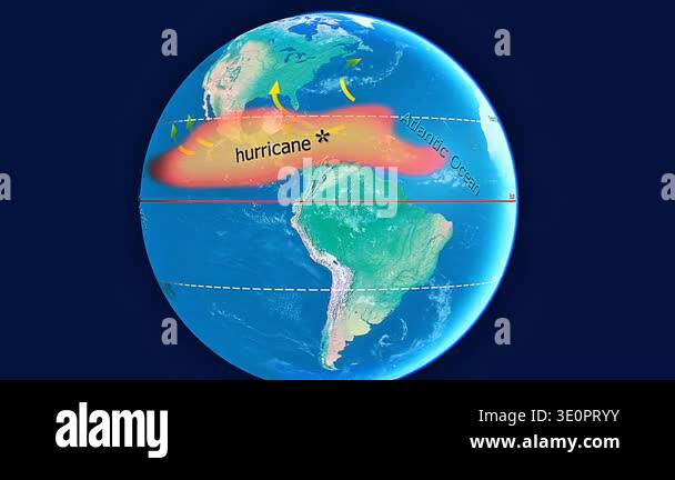 3d animation of hurricane path map showing storm trajectory across ...