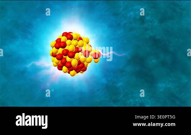 3d animation of alpha particle decay showing unstable nucleus emitting ...