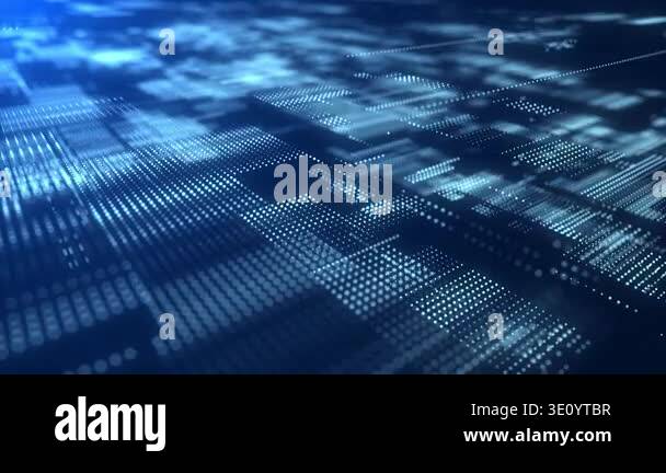 Abstract digital background. Blue matrix cyberspace with moving data ...