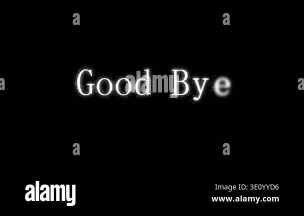 Animated sparkling goodbye farewell title card end screen black ...