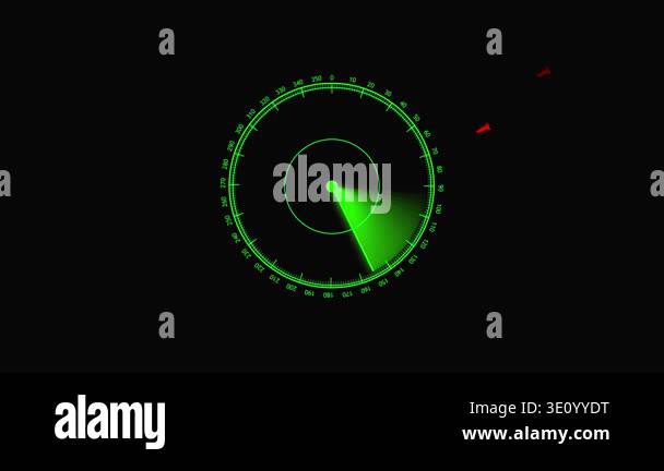 Animated green radar screen futuristic military technology sonar scan ...