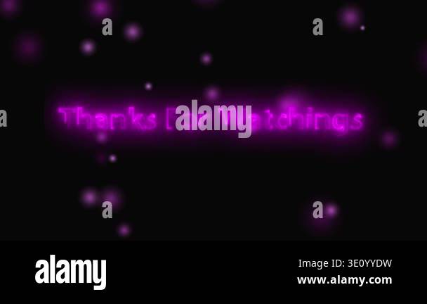 Animated neon thanks for watching end screen purple glowing text social ...