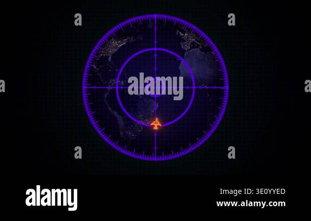 Night Earth air traffic radar animation. Flight tracking and global ...