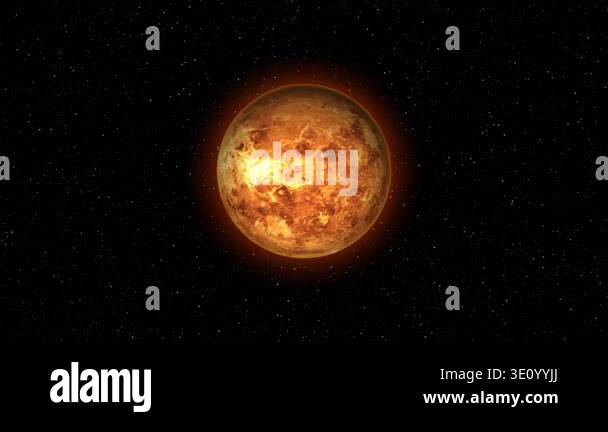 Fiery Venus planet rotation animation 4K UHD realistic space background ...