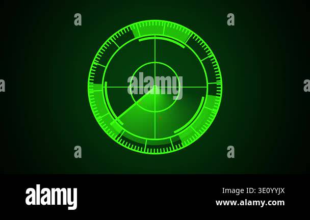 Rotating green radar screen animation HUD interface signal detection ...