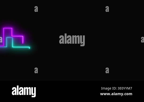 Neon lines animation purple green abstract geometric shapes seamless ...