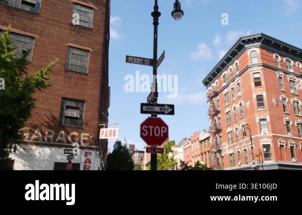 New York City Greenwich and Perry street corner, sign in Manhattan West ...