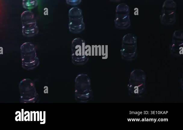Extreme close-up of a digital RGB LED panel with colorful lights ...
