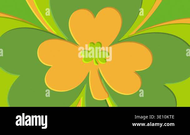 A bright vibrant repeating pattern of green and gold shamrock shapes ...