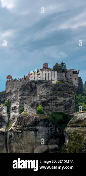 Timelapse of Monastery of Great Meteoron in famous greek tourist ...