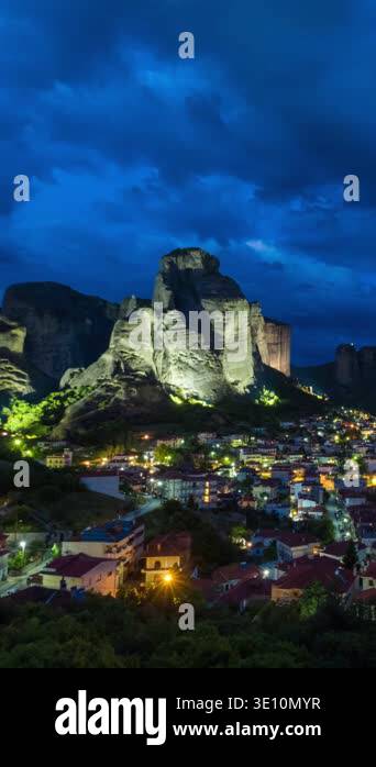 Timelapse of Kalambaka village in famous greek tourist destination ...