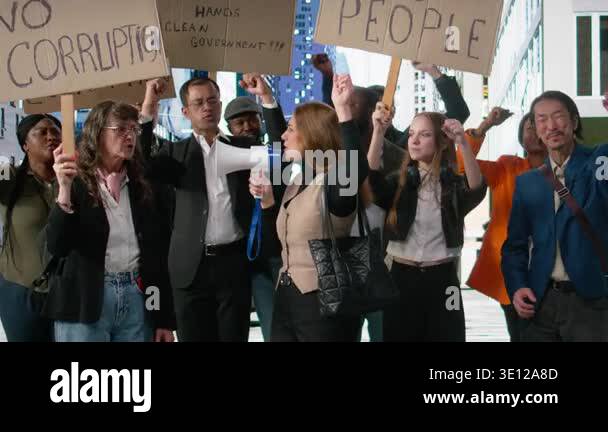 People protesting together during a strike and public march against ...