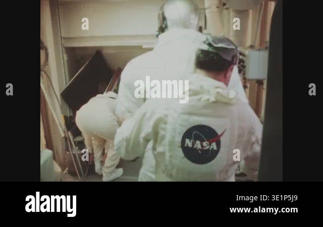 FLORIDA - 1969 - NASA technicians close the hatch on the Apollo 9 ...