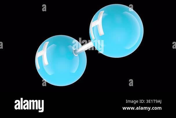 Hydrogen molecule H2 molecule model rotation animation seamlessly ...