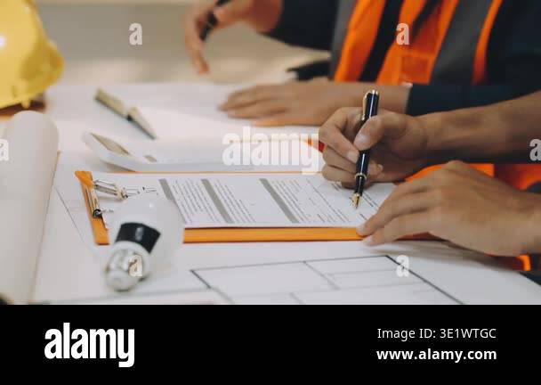 Construction and structure concept of engineer working drawing on ...