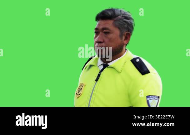Policeman walking. Realistic green screen isolate animation Stock Video ...