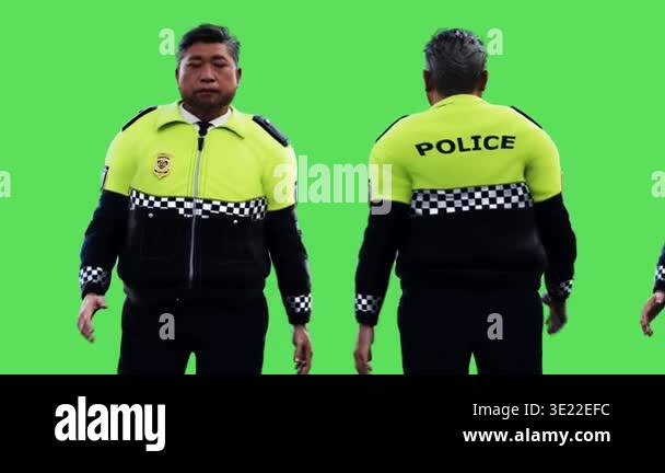 Policeman walking. Realistic green screen isolate animation Stock Video ...