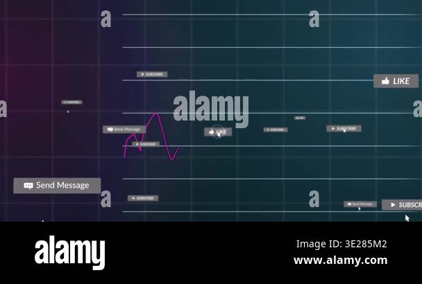 Animation of notification bars, illuminated multiple graphs, changing ...