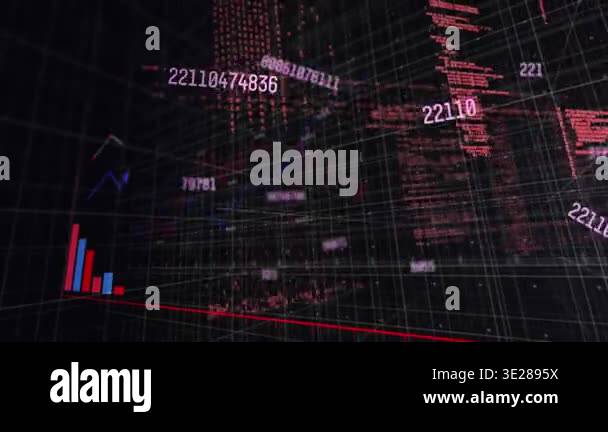 Animation of changing numbers, light spot and statistical data ...