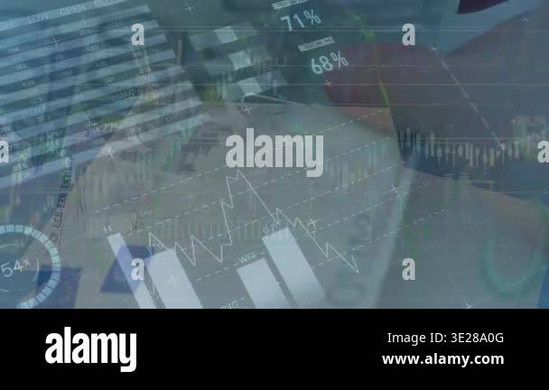 Animation of network of connections and data processing over empty ...