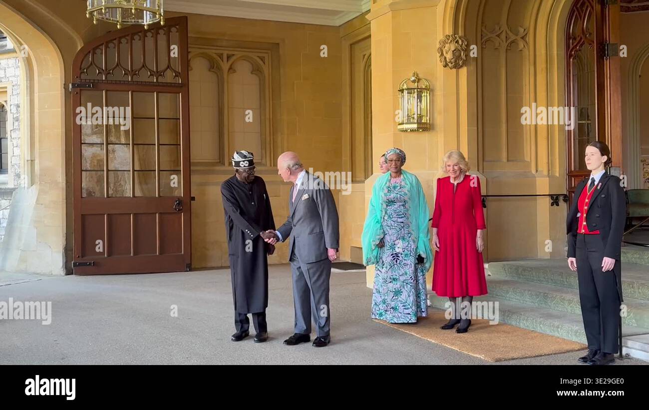 King Charles says goodbye to Bola Ahmed Tinubu at Windsor Castle Stock ...
