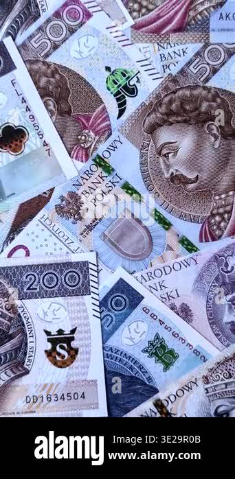 Polish zloty paper money, banknotes for exchange and financial ...