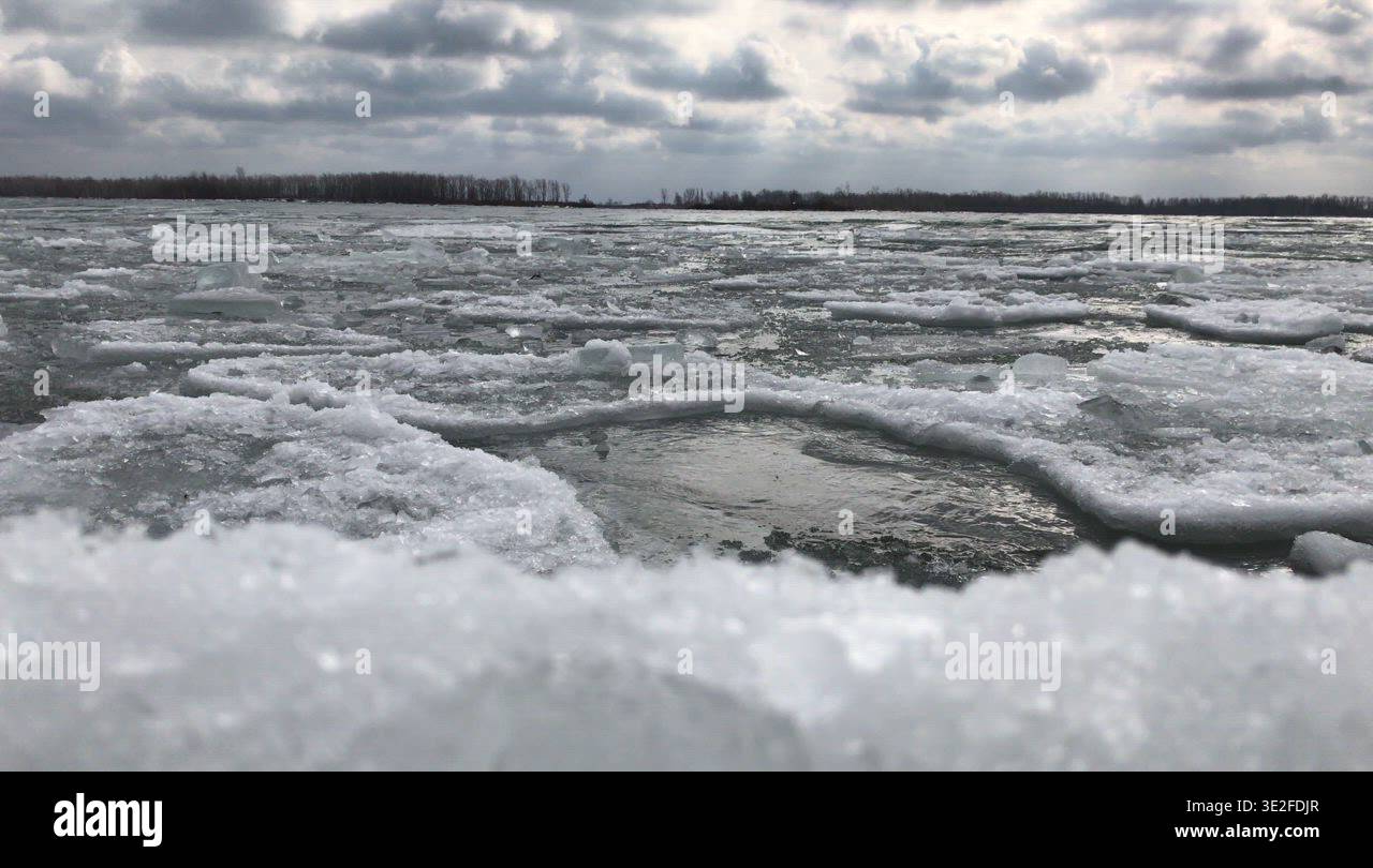 Ice Flows on Frozen Lake Stock Video Footage - Alamy