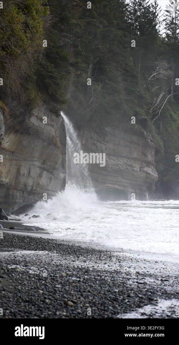 Waterfall Cascading into Ocean Stock Video Footage - Alamy
