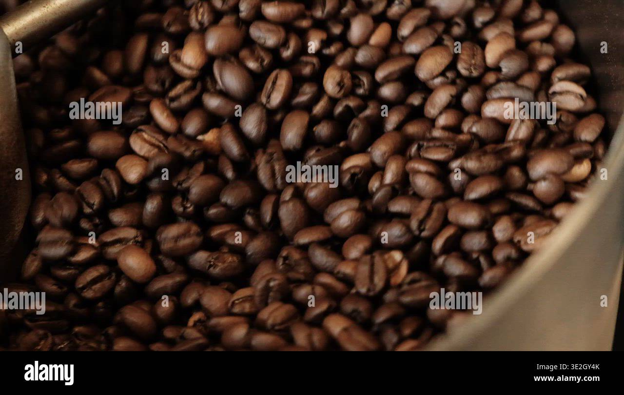 Coffee Beans Tumbling in Tray Stock Video Footage - Alamy