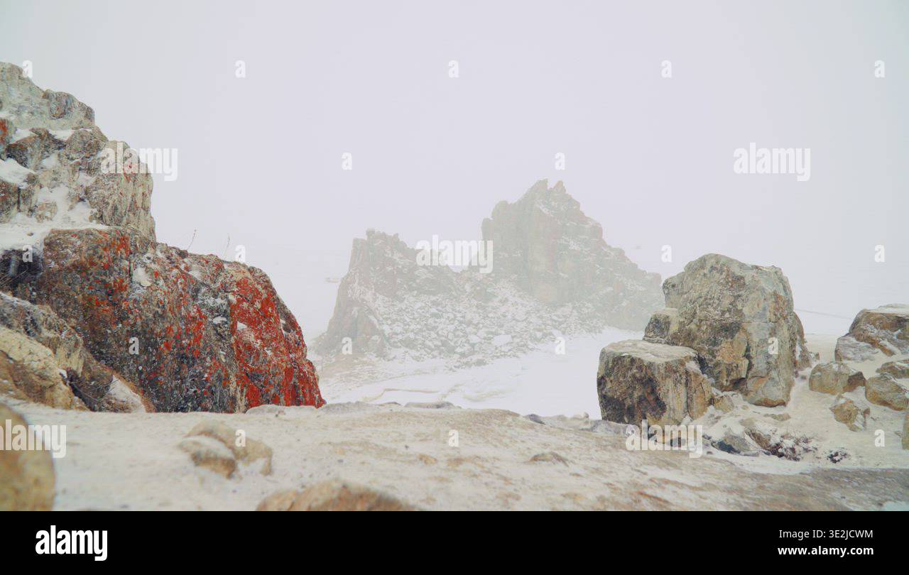 Cliff winter landscape background Stock Video Footage - Alamy