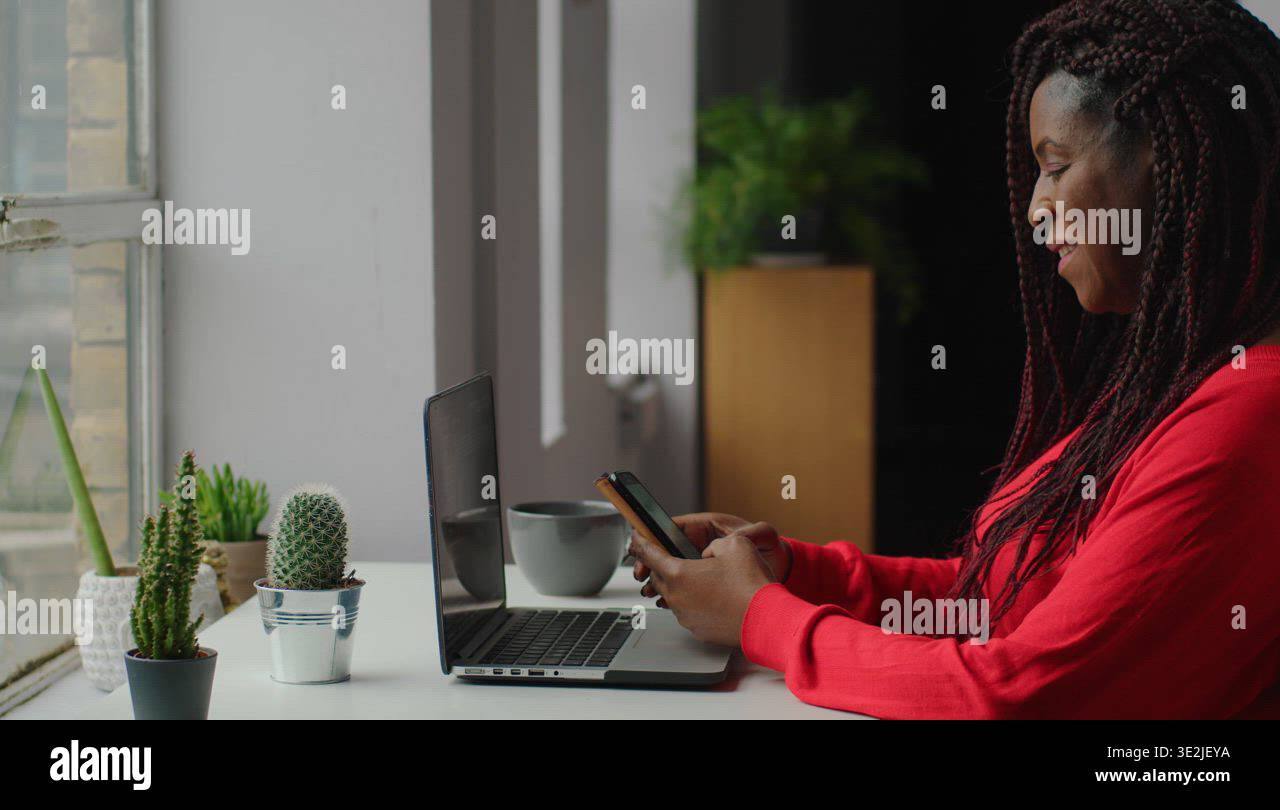 A woman laughing at text messages Stock Video Footage - Alamy