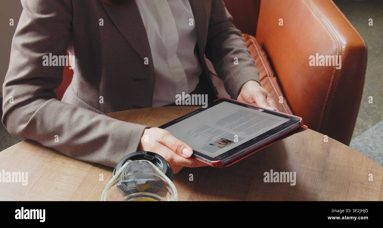 Businesswoman with tablet speaking during job interview Stock Video ...