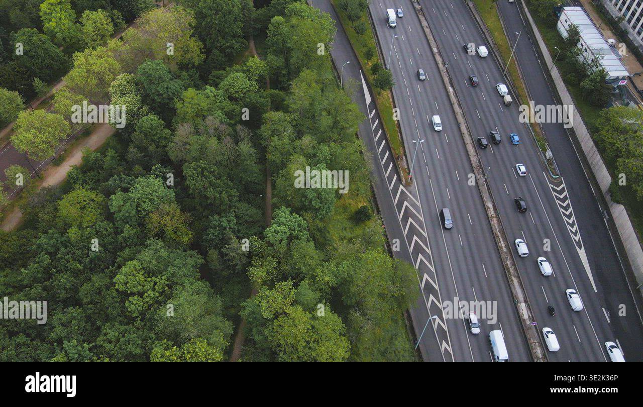 traffic on multiple lane highway road in Paris, France Stock Video ...