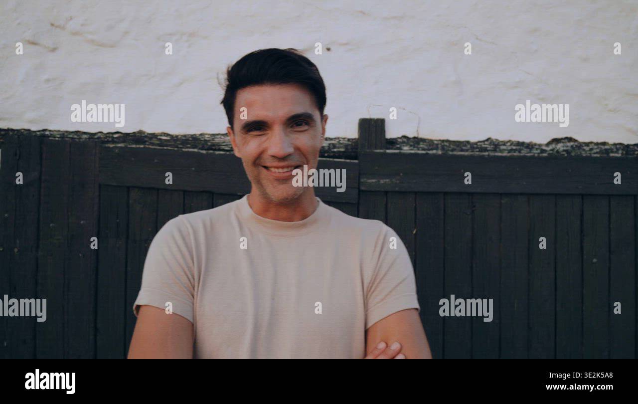 Man laughing while standing outside Stock Video Footage - Alamy